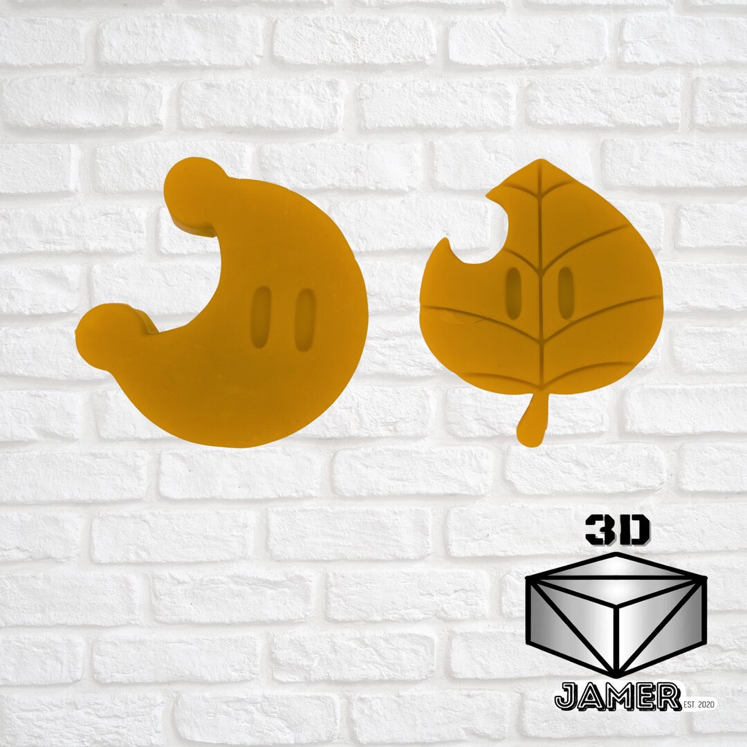 Super Mario Game Power-ups Cookie Cutters Tanuki Leaf Power Moon Power ...