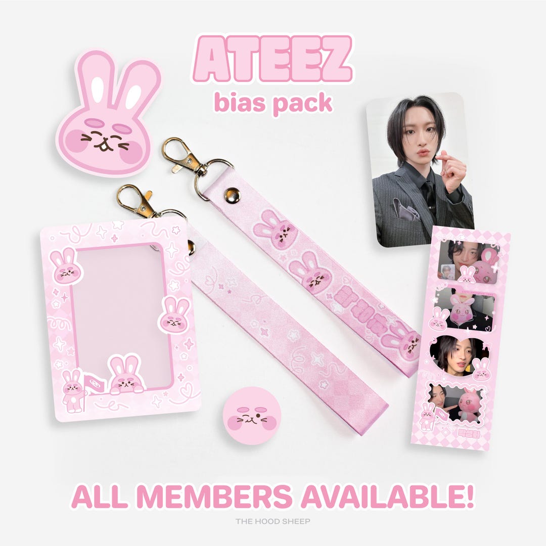 ANITEEZ Ateez Fanpack, Lightstick Strap, Badge, Toploader, Photocard ...