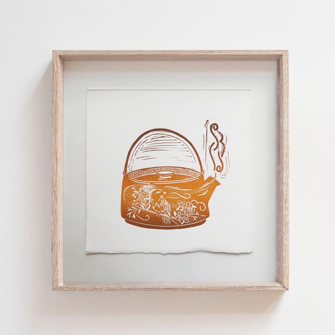 Ready to Take Flight Artwork Sparrow Bird Teapot Lino - Etsy