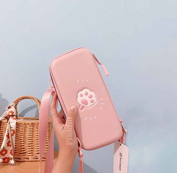 Paw Switch Carrying Case Cute Pink Nintendo Switch Lite Travel Carrying Case Shoulder Strap Switch Protective Shell Crossbody Switch Case Etsy UK