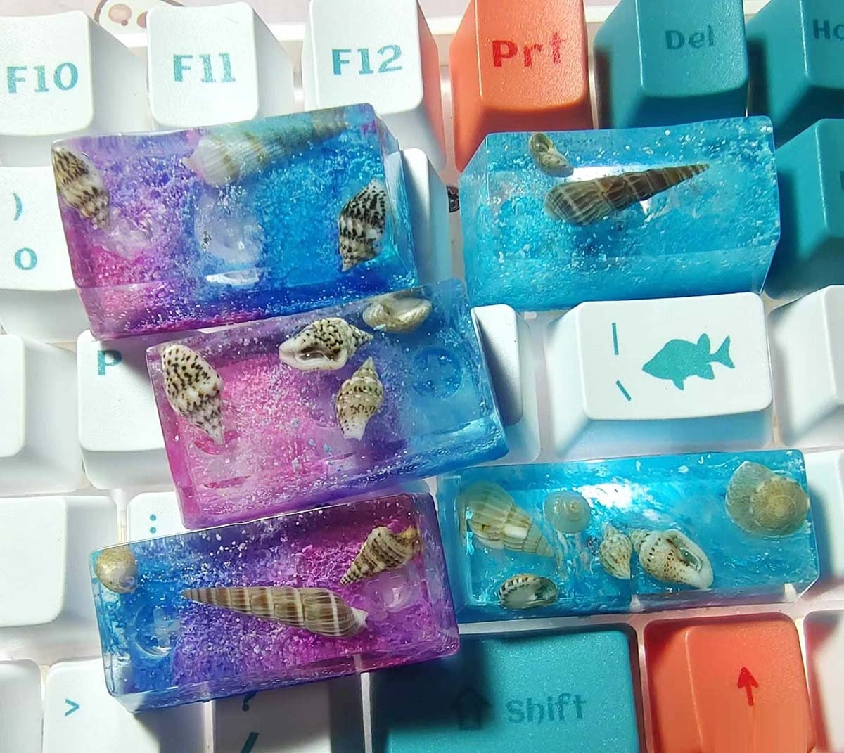 Natural Sea Shell Keycapscolorful Keycapcustom Keycapresin - Etsy