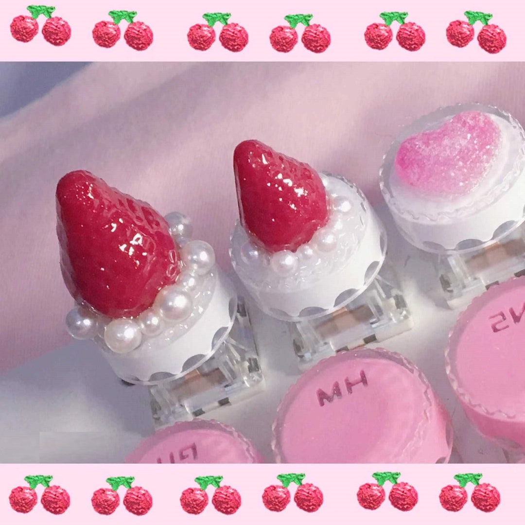Strawberry Cat Paw Keycap,cute Anime Keycaps,custom Keycap,resin ...
