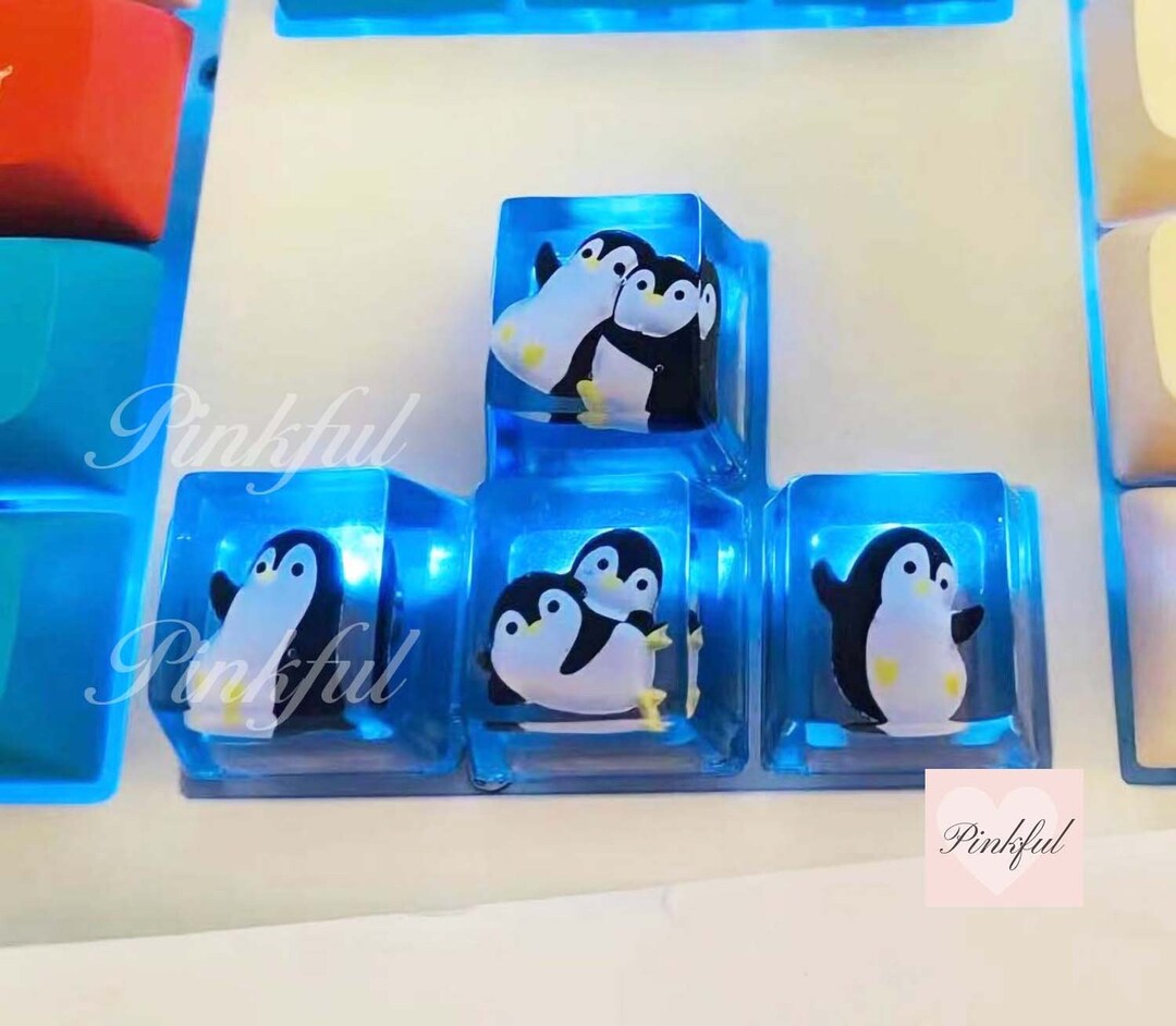 Blue Anime Keycaps,cute Penguin Keycap,clear Custom Keycap,resin ...