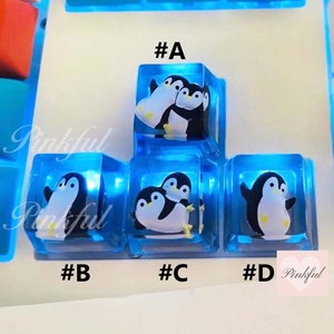 Blue Anime Keycaps,cute Penguin Keycap,clear Custom Keycap,resin ...