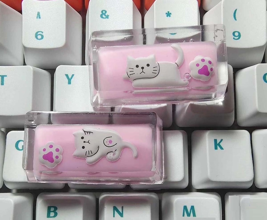 Cute Kitten Cat Keycap,pink Anime Keycaps,custom Keycap,paw Resin ...