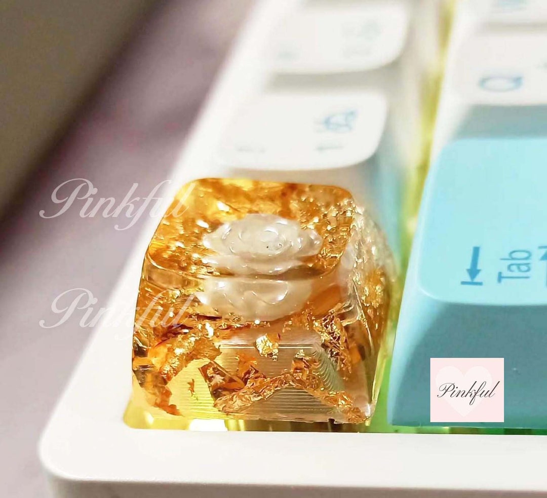 Gold Resin Keycaps,goldleaf Rose Flower Keycap,anime Keycaps,custom ...