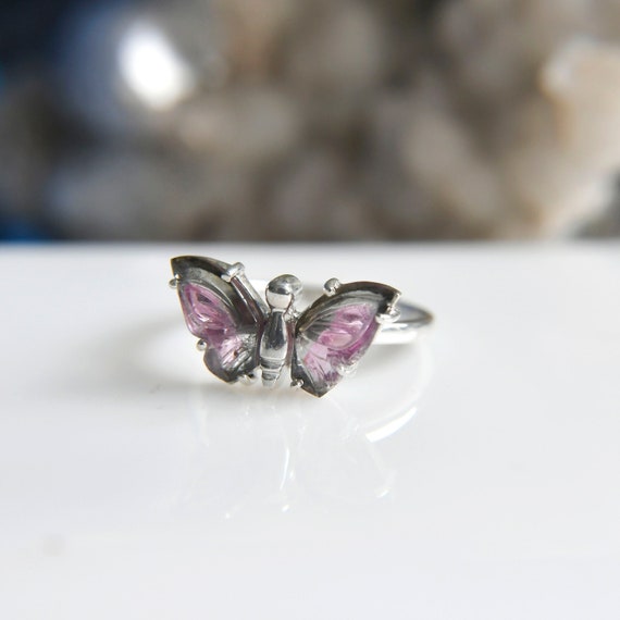 Bicolor Tourmaline Butterfly Rings Tourmaline Rings | Etsy