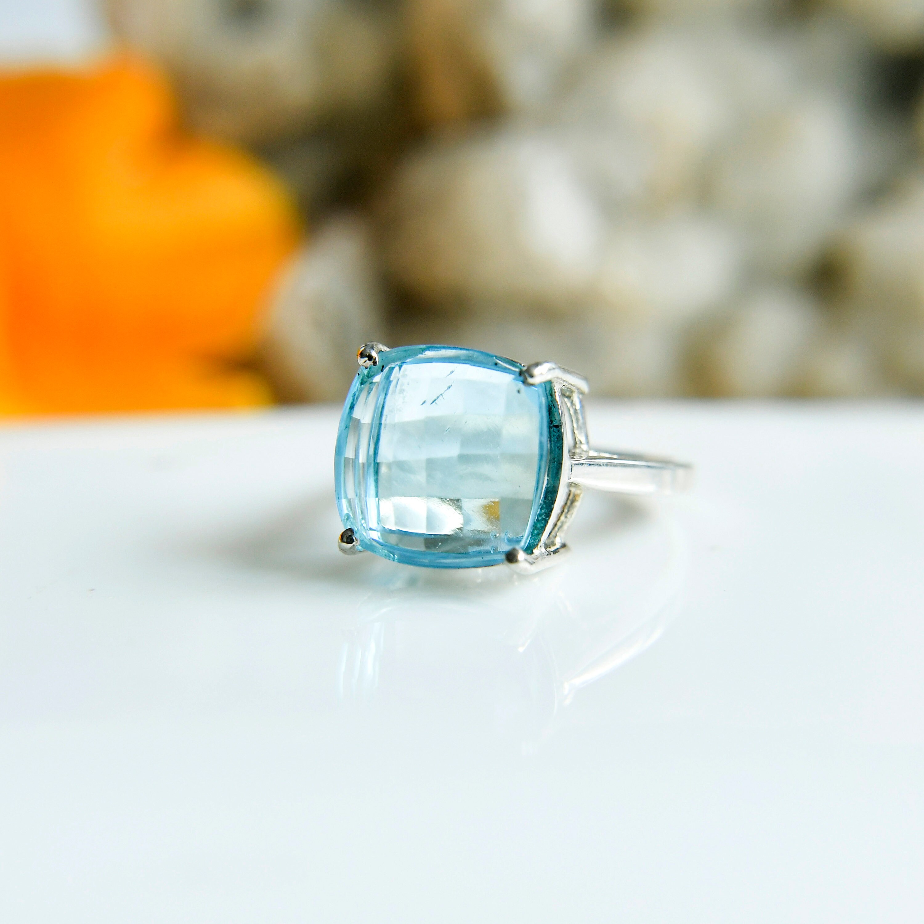 Blue Topaz Rings Blue Topaz Fancy Shape Designer Rings 925 - Etsy UK