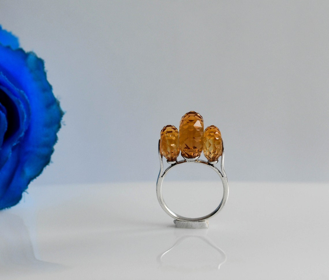 Citrine Ring, Citrine Mirror, Top Quality Citrine, Designer Ring, 925 ...
