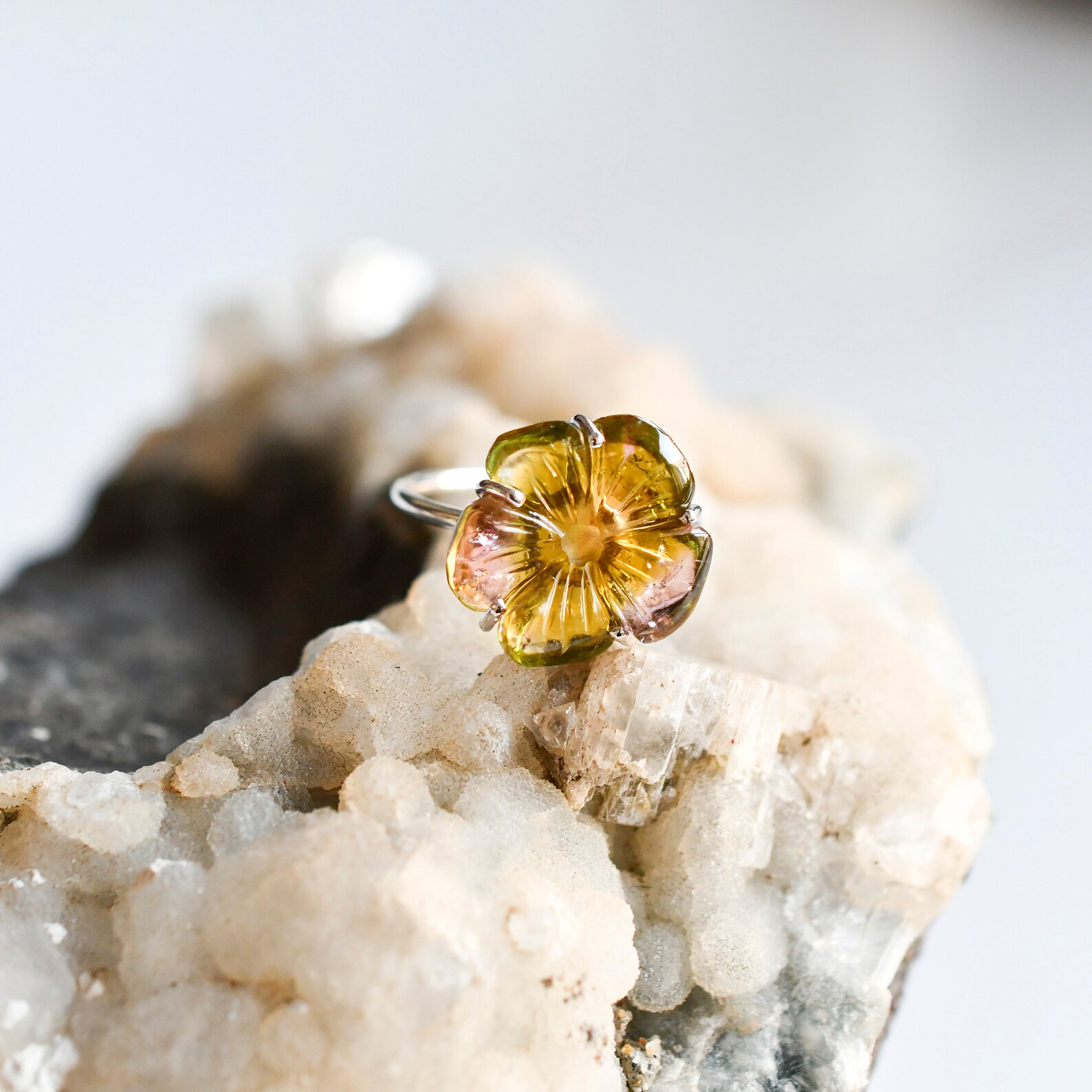Tourmaline ring Tourmaline flower ring Tourmaline flower | Etsy
