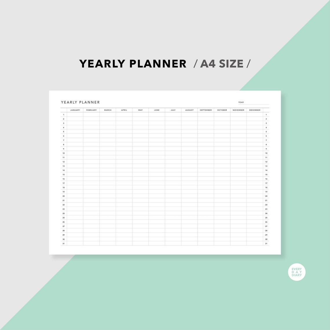 Yearly Planner A4 Size Printable Yearly Planner Yearly Etsy yearly-planner-a4-size-printable-yearly-planner-yearly-etsy