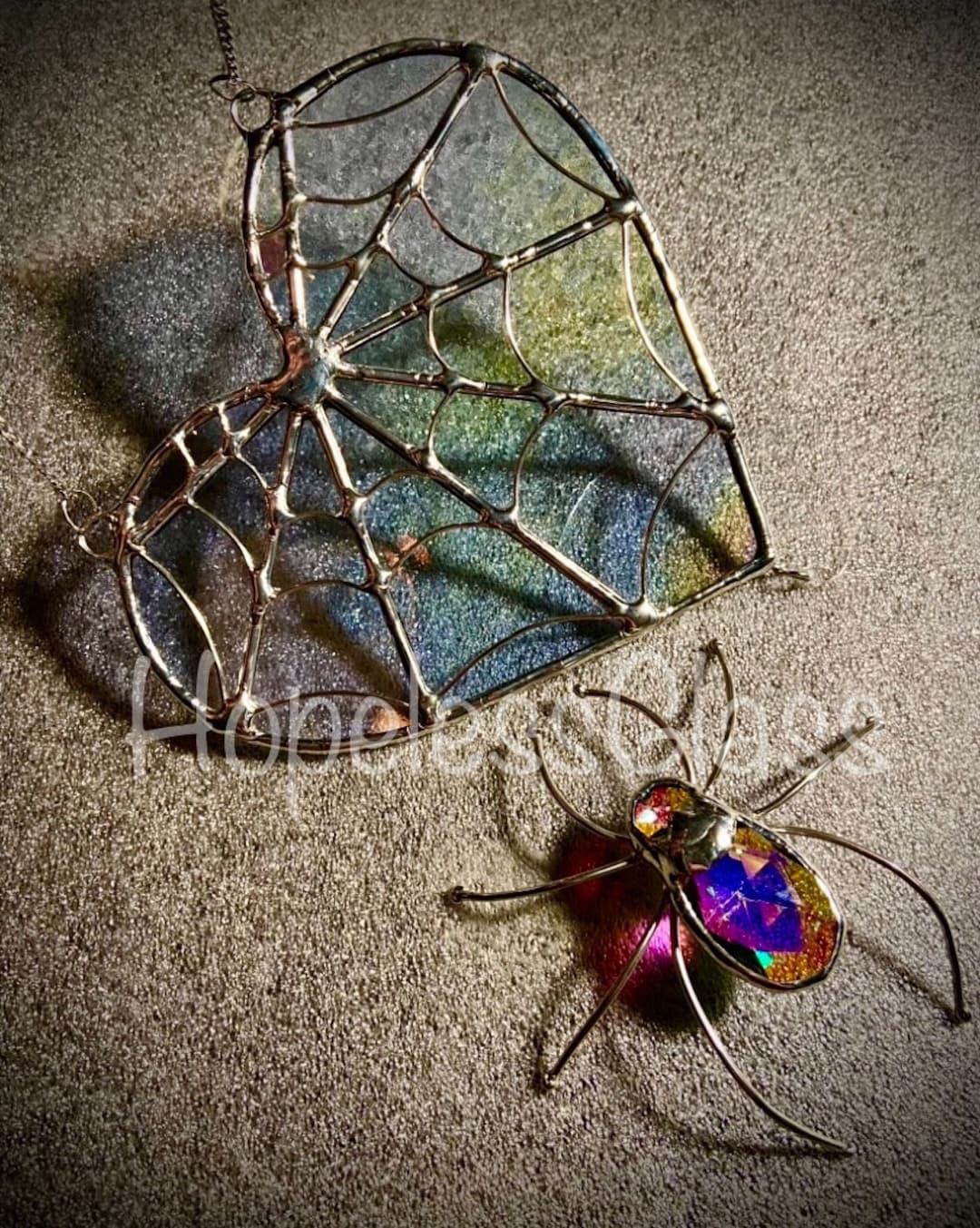 Stained Glass Spiderweb Heart W/ Spider - Etsy