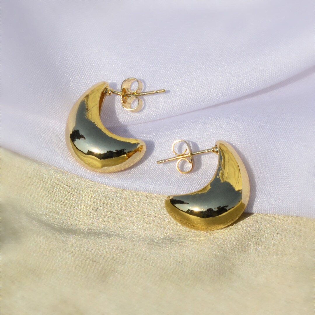 Gold Dome Earring 18k Gold Plated Dome Earring Chunky Dome - Etsy