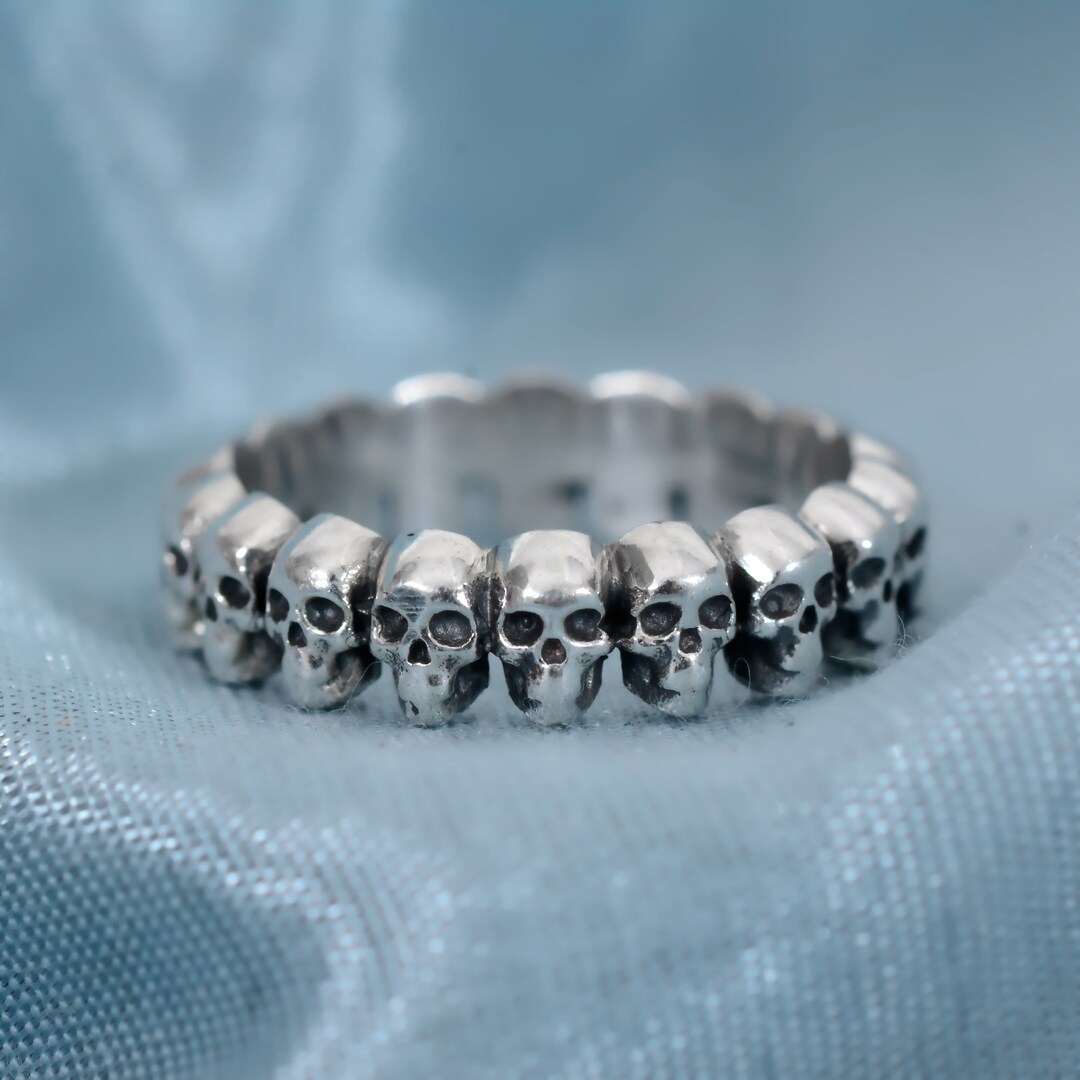 Skull Sterling Silver Ring,handmade Solid Zombie Ring,925 Unique Unisex ...