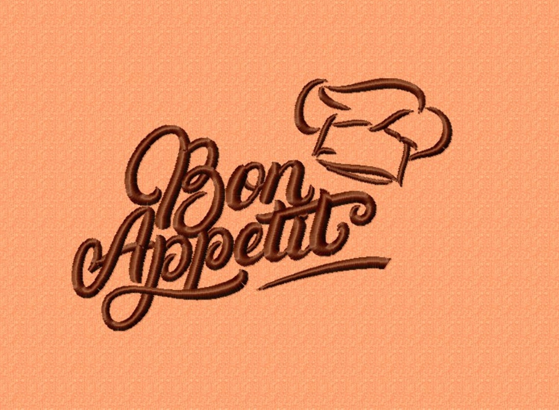 Bon Appetit Embroidery Design Pattern Kitchen Towel | Etsy