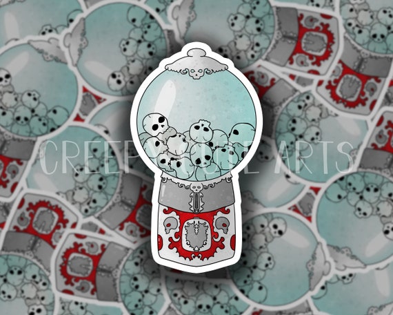 Gumball Skull Machine Vinyl Sticker Retro Art - Etsy