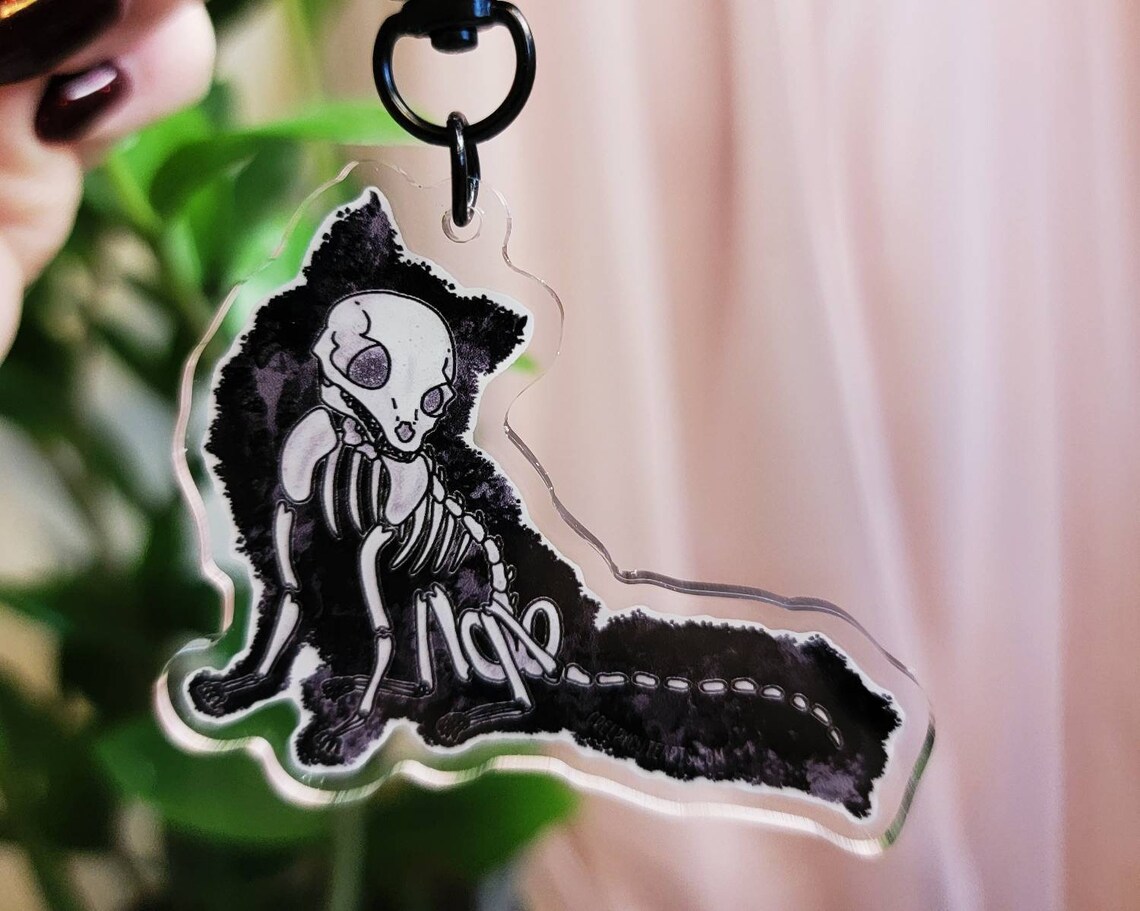 Skeleton Fox Acrylic Keychain Creepy Animal Double Sided - Etsy
