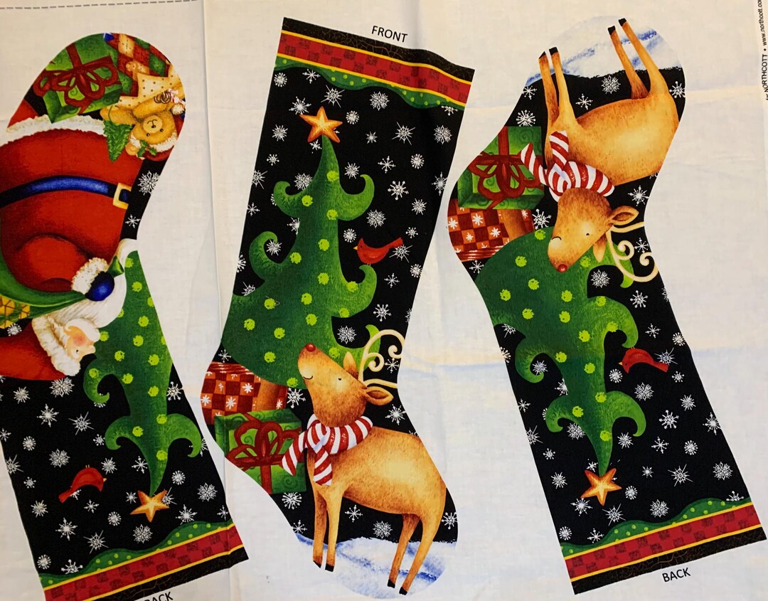 25 Days Until Christmas Santa Claus Reindeer Christmas Stocking Panel ...