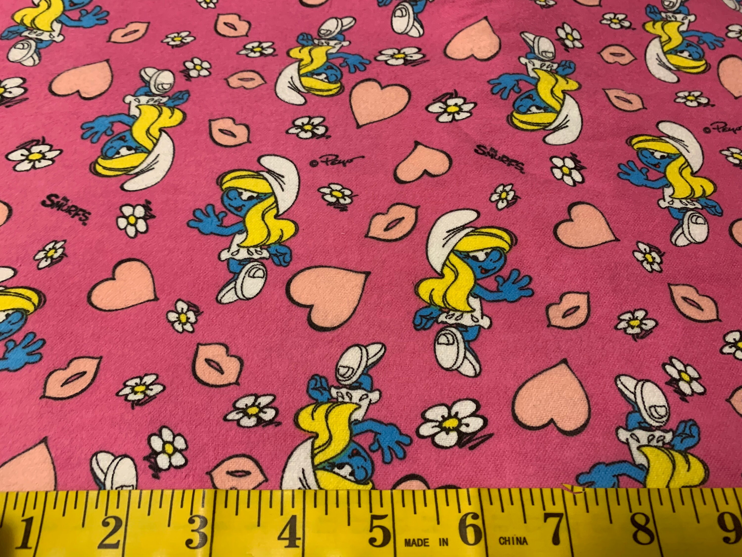 Smurfette Fabric Smurfs Smurfette Flannel Fabric Peyto - Etsy