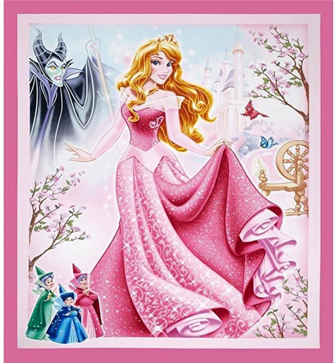 Disney Princesses Fabric, Sleeping Beauty Panel, Aurora Cotton Panel ...