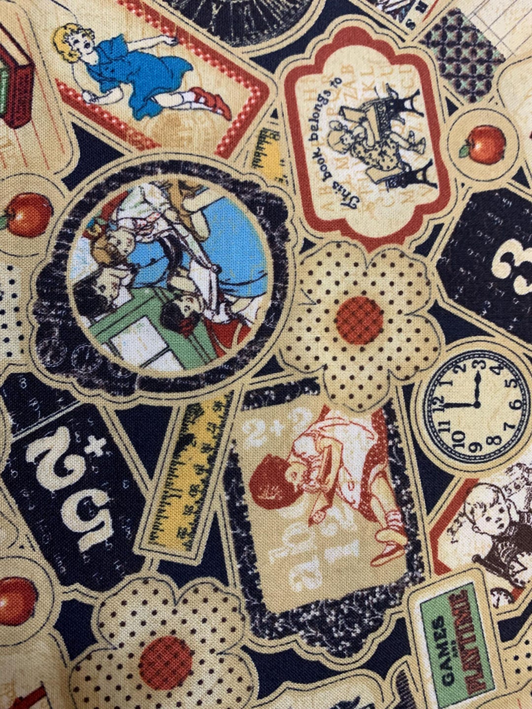 Abc Primer Fabric, Retro Kids Vintage Children Graphics 45 Fabric ...
