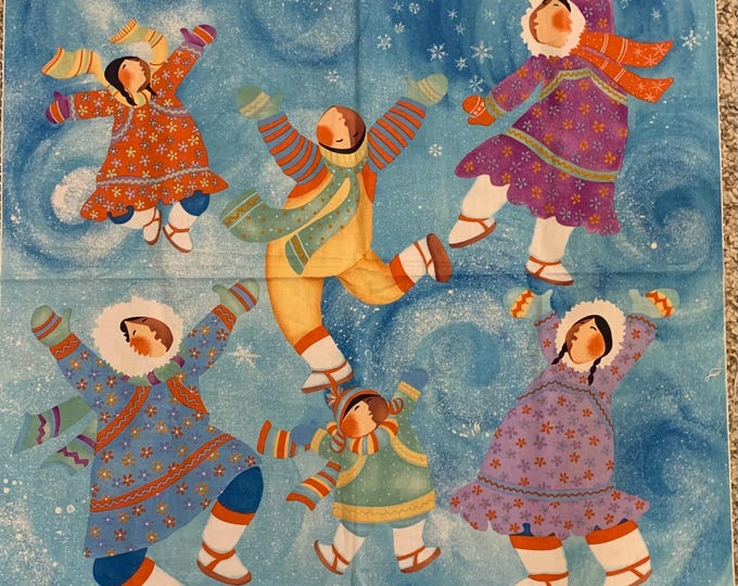 Arctic Snow Indigenous Ladies, Barbara Lavallee Fabric Panel Indigenous ...
