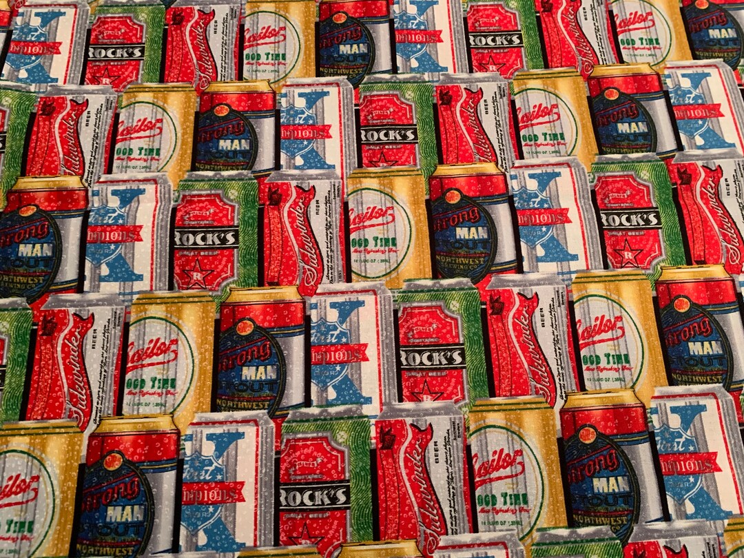Beer Cotton Fabric. Man Cave Kanvas Maria Kalinowski Beer Cans Fabric ...