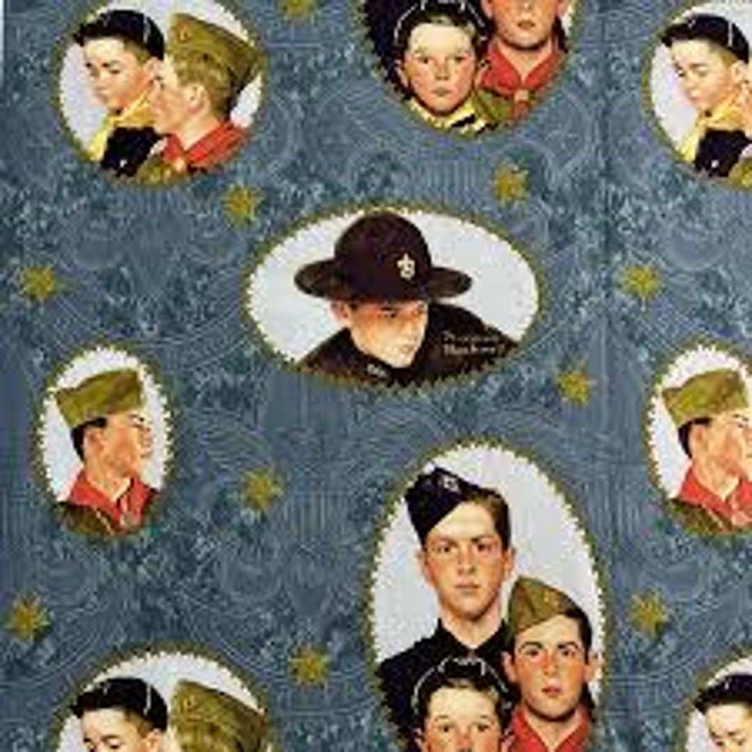Boy Scouts Fabric Quilting Treasures Flour De Lis Scouts Cotton Fabric ...