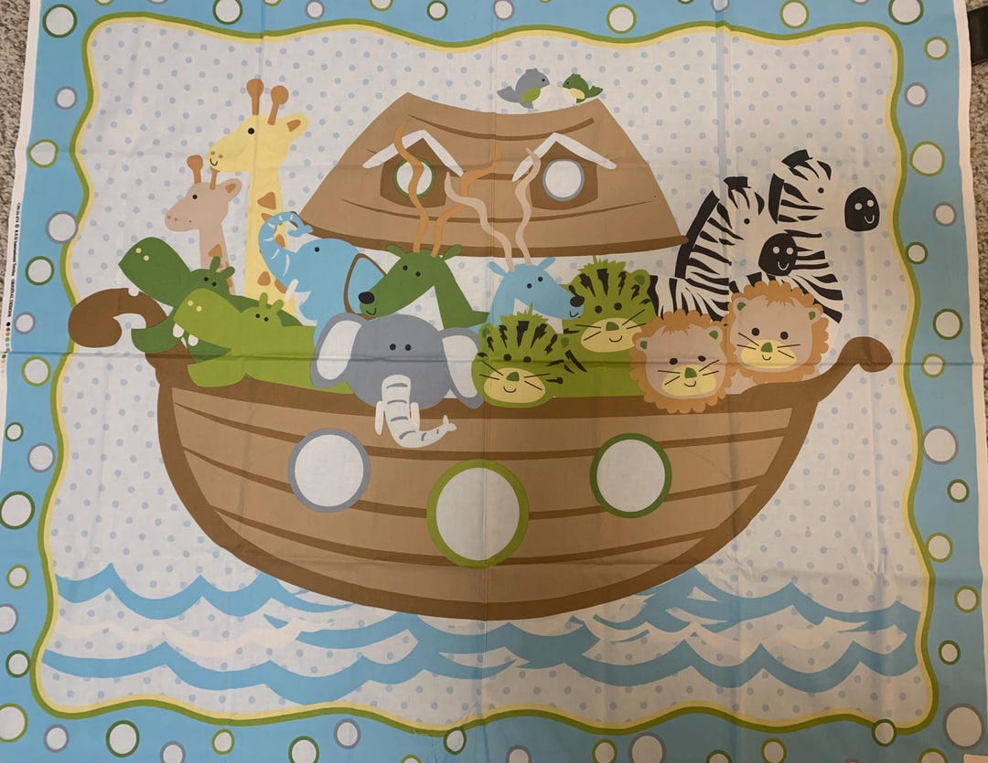 Noah’s Ark Fabric, Noah’s Ark Panel, Noahs Story RED Textiles Noah’s ...