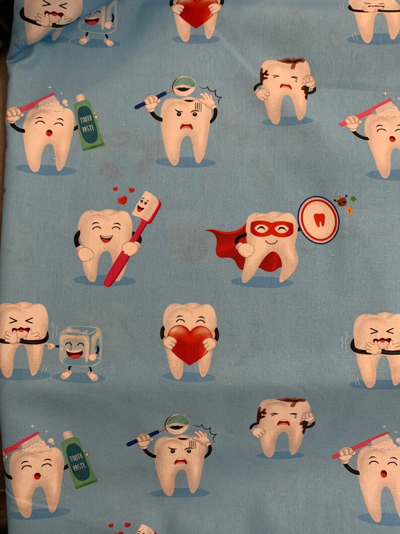 Dentist Fabric Tooth Cotton Fabric Cutest Dentist Hygienist - Etsy