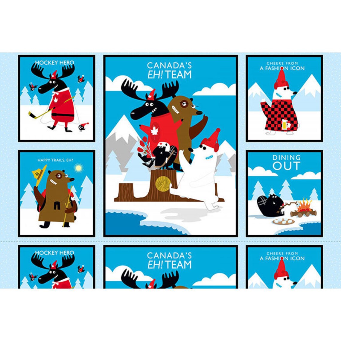 Canada Canadian Capers Fabric Panel, Canada Moose Hockey Funny by Moki ...