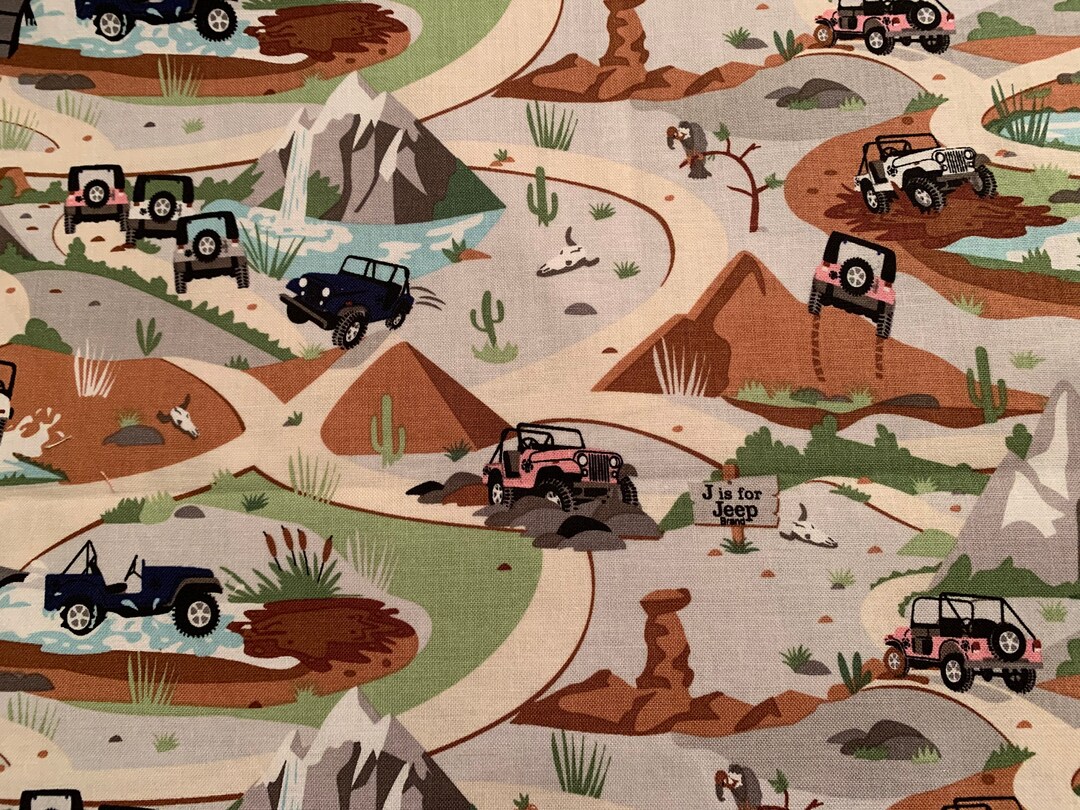 Jeep Licensed Jeep Car Automotive Cotton Fabric Riley Blake Licensed ...