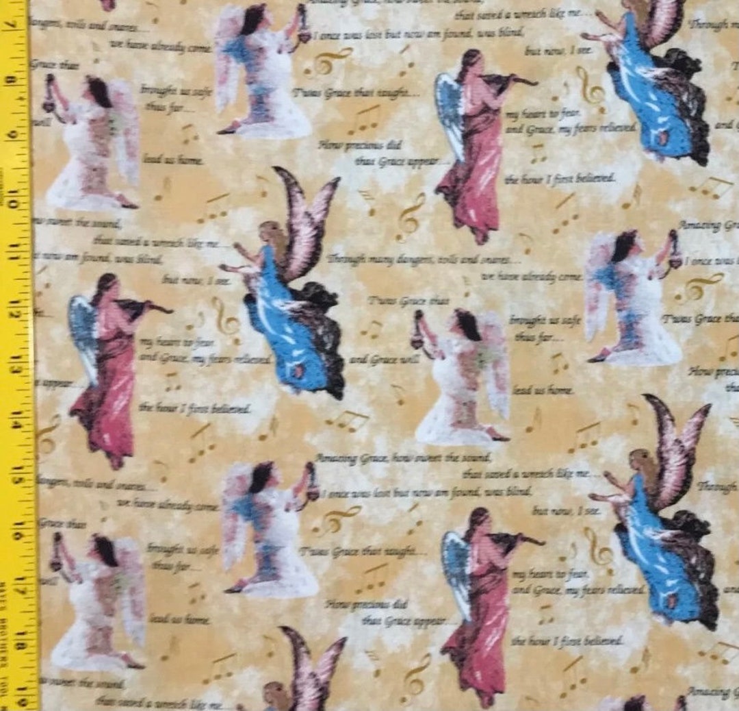 Amazing Grace Lyrics Fabric, Amazing Grace Fabric, Angels Amazing Grace ...