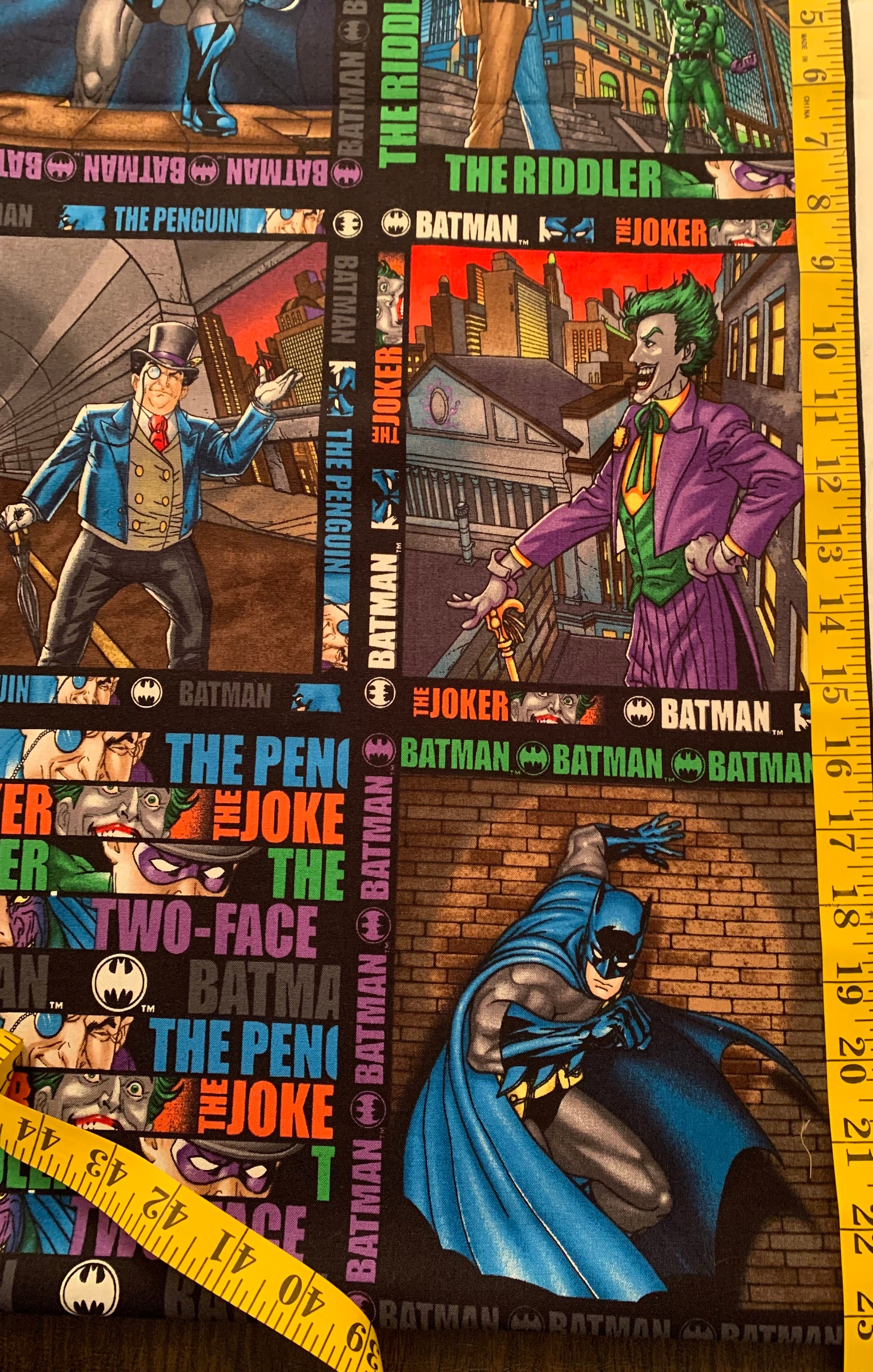 Batman Quilt Panel Original Retro Batman Joker Riddler | Etsy