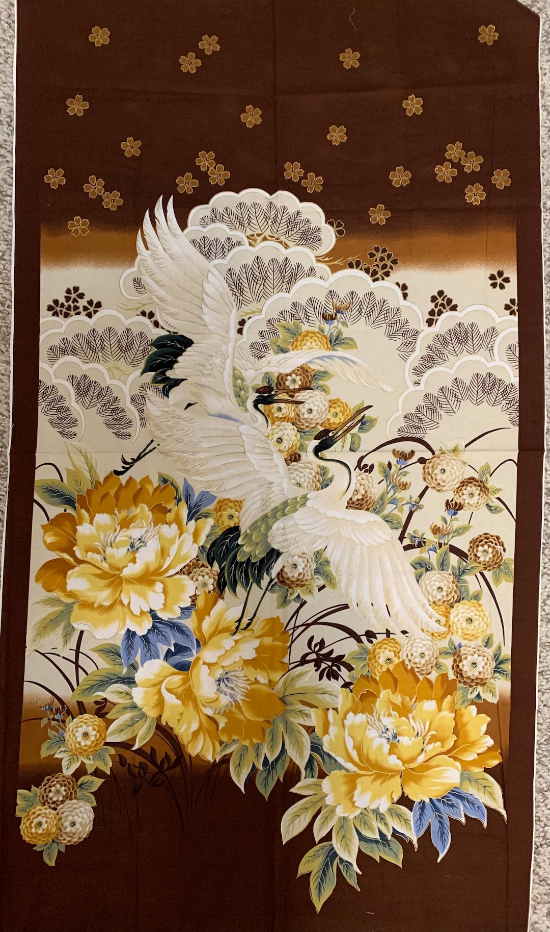 Sakura Panel Red Rooster Fabrics, Panel Dancing Cranes Japanese Panel ...