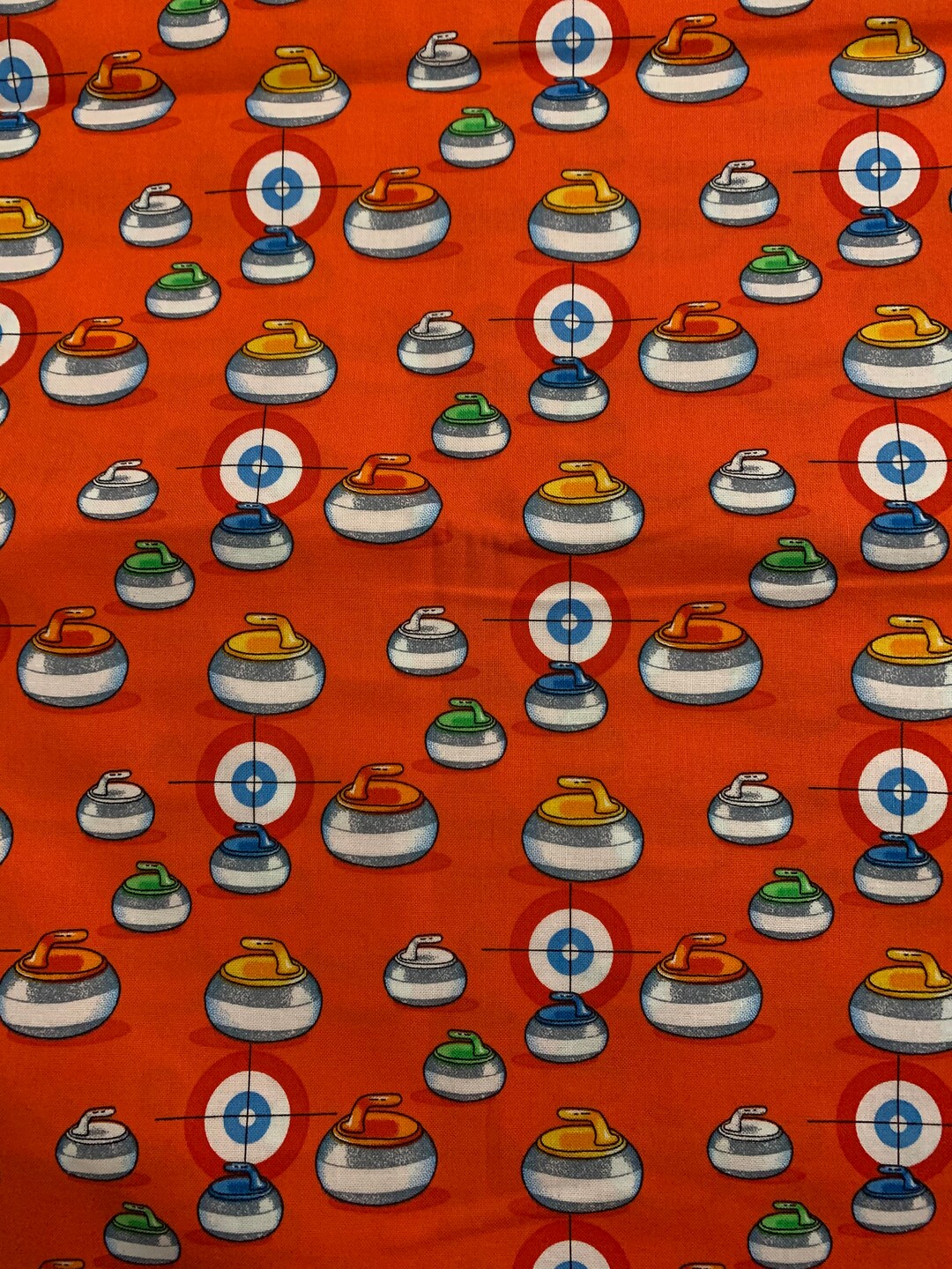 Curling Cotton Fabric, Curlers Fabric, Curling Rocks Quilting Cotton ...