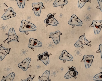 Teeth Fabric Tooth's Toof in Blue by Nadia Hassan Dentist Dental ...