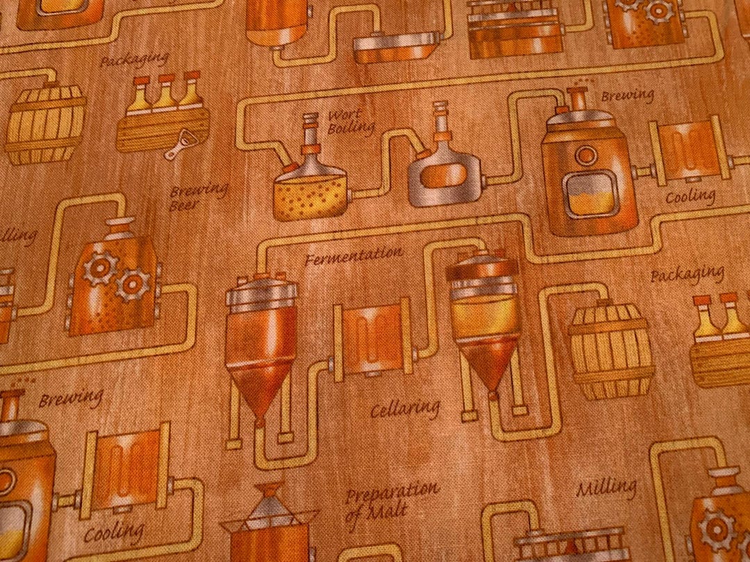 Beer Cotton Fabric. Cheers Beer Making Brewing Fabric Robert Kaufmani ...