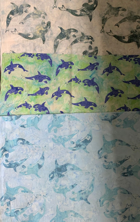 Batik Whale Fabric Shania Sunga Batik Orca Fabrics by the Half - Etsy ...