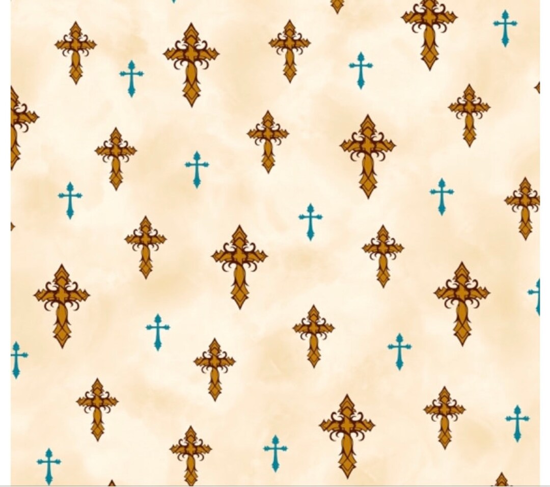 Quilting Treasures Crucifix Cross Fabric Religious Cotton - Etsy