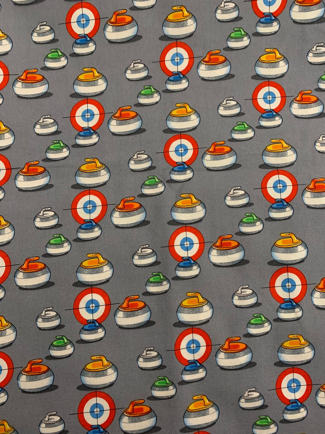 Curling Cotton Fabric, Curlers Fabric, Curling Rocks Cute Quilting ...