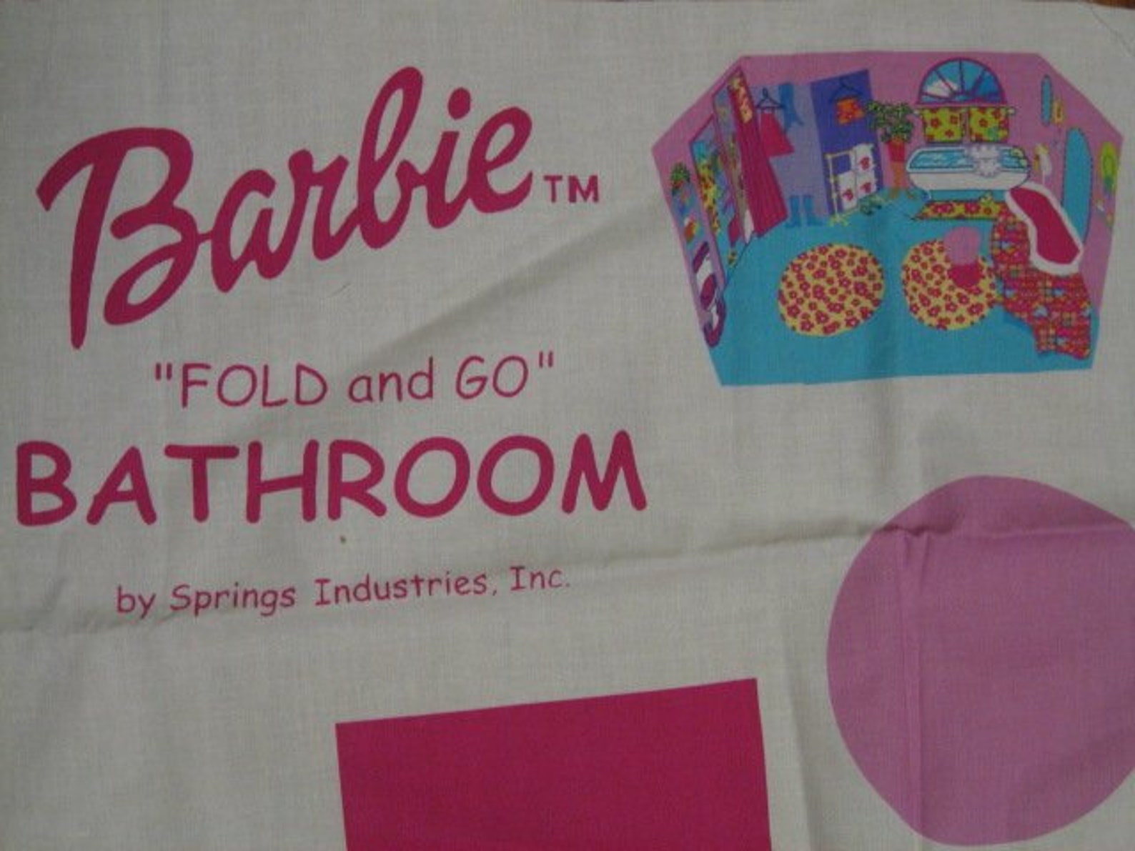 Barbie Fabric Fold and Go Barbie Bathroom Fabric Panel to Sew - Etsy