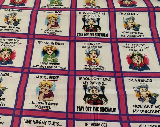 Finkstrom Fabric, Funny Old Lady Jokes Print Concepts Fabric Square by ...