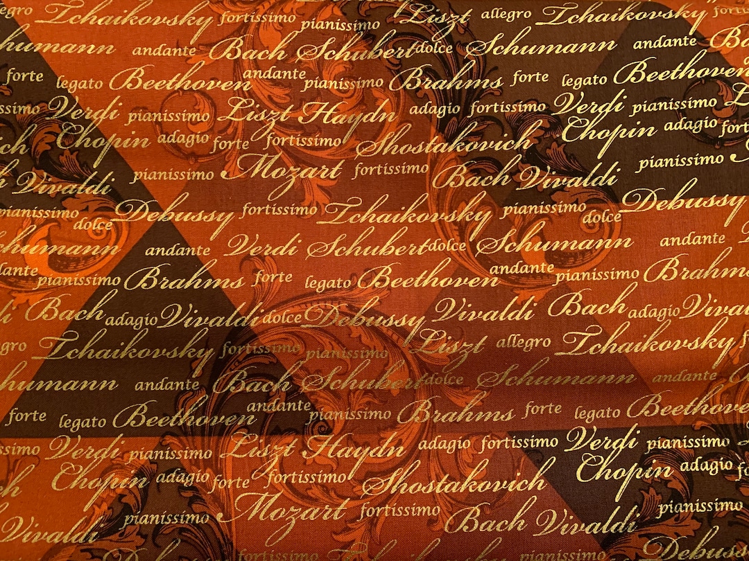 Musician Composers Fabric, Music Beethoven Bach Composer Benartex ...