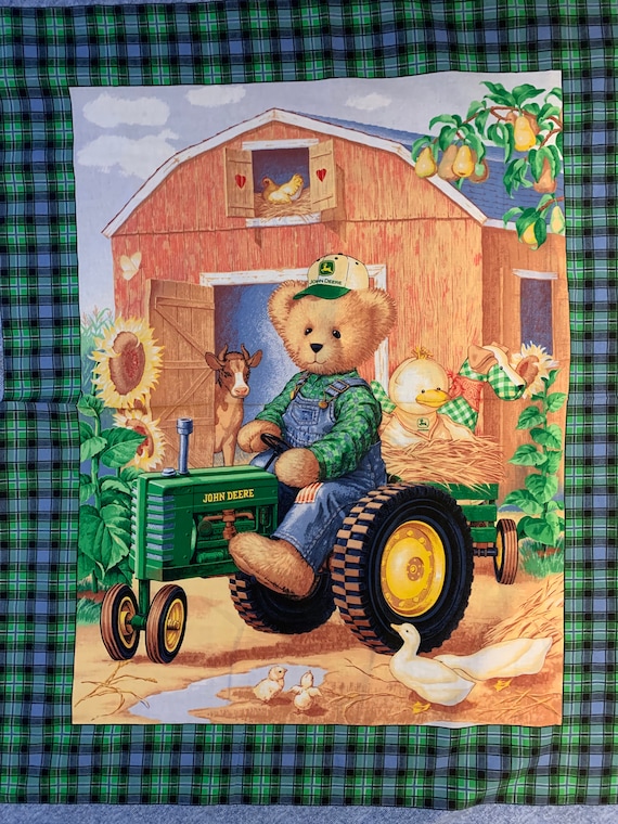 John Deere Fabric John Deere Bear Tractor Fabric Panel | Etsy