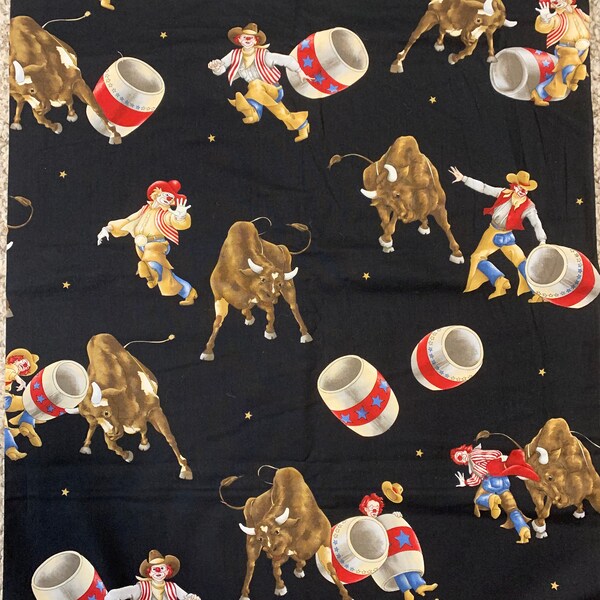 Bull Riding Cotton Fabric - Etsy