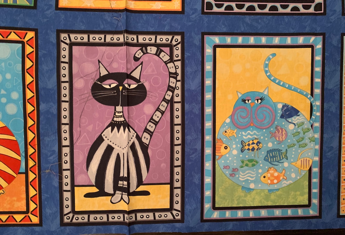 Cat Fabric Panel Cats Meow Bella Lu Cat Panel Cat Cotton - Etsy
