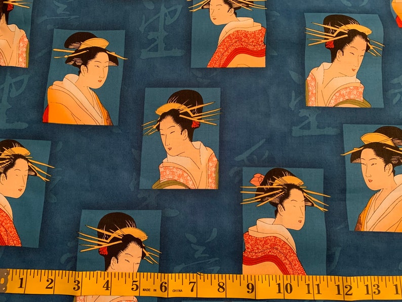 Geisha Fabric Japan Portrait Squares Cotton Quilting Fabric - Etsy