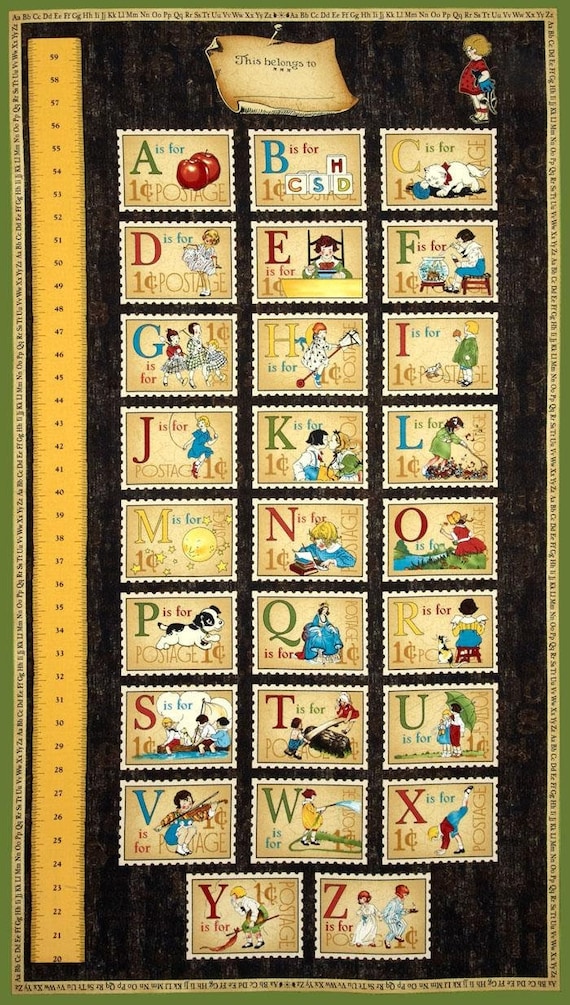 Abc Primer Fabric Retro Kids Vintage Children Graphics 45 | Etsy