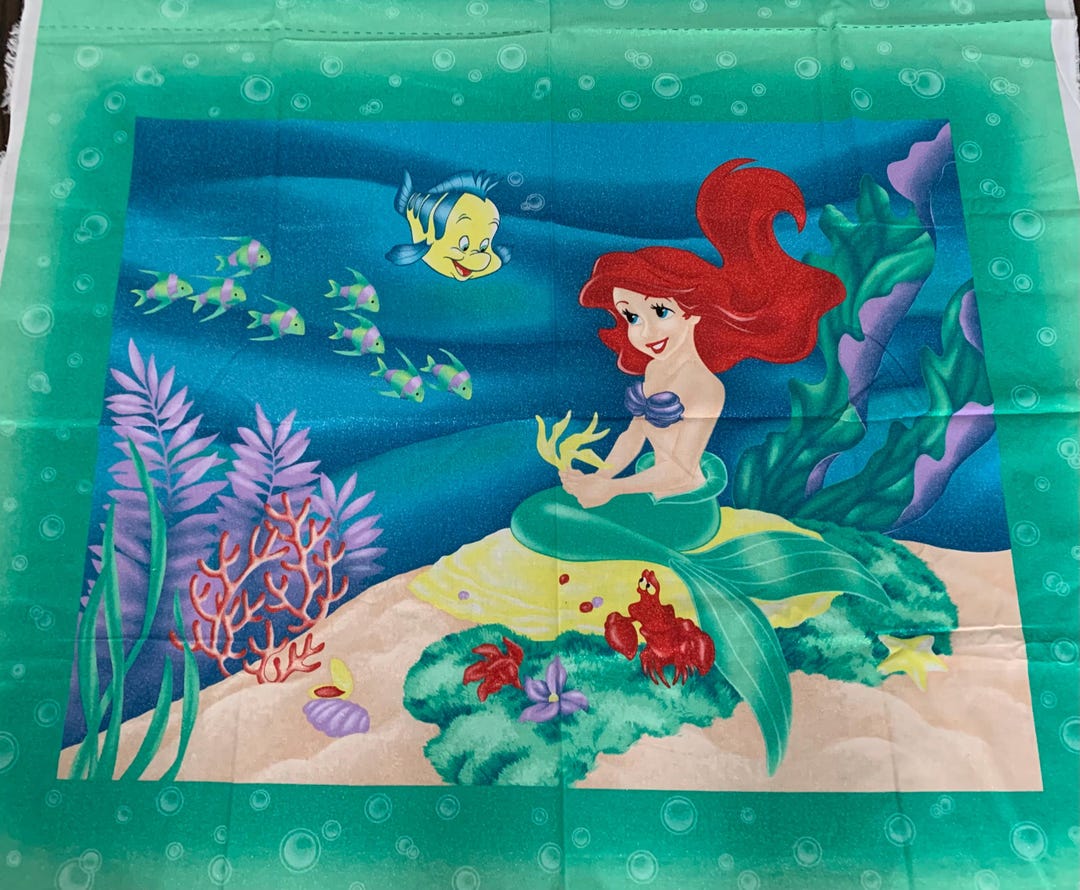The Little Mermaid Fabric Panel, Ariel Licensed Fabrc,, Disney Little ...